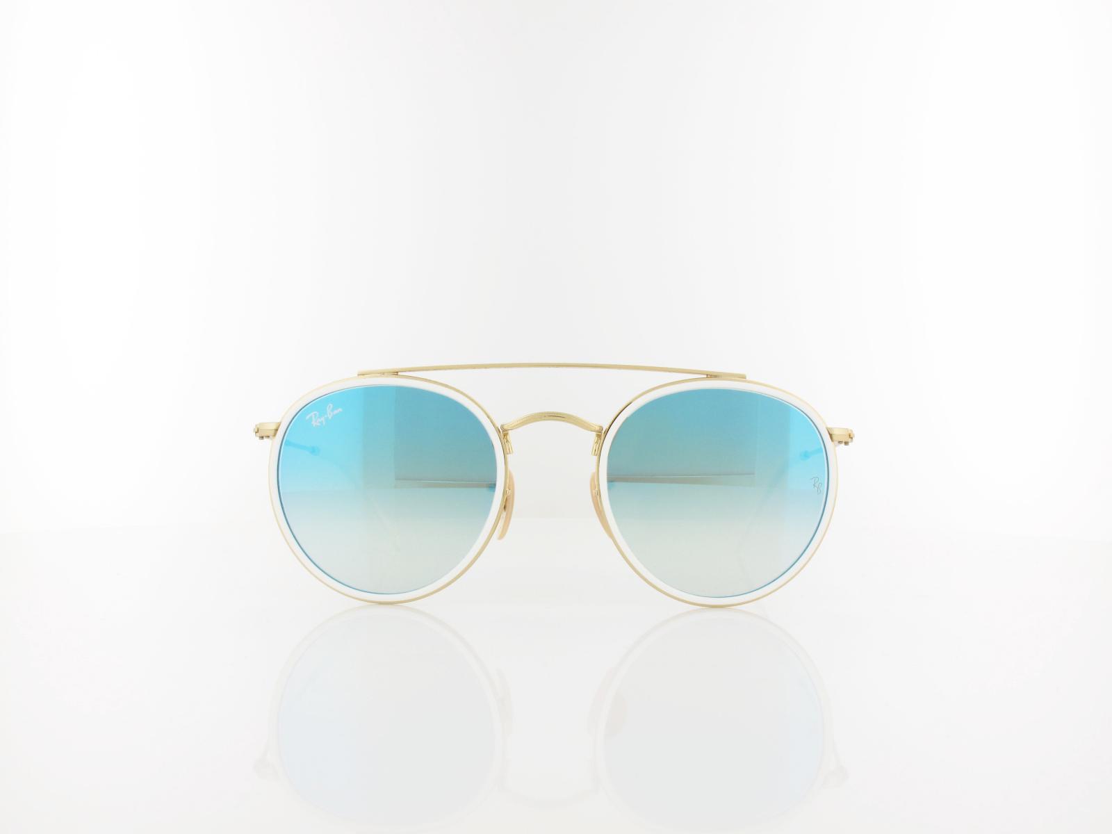 Ray Ban Round Double Bridge RB3647N 001/4O 51 gold / blue gradient flash