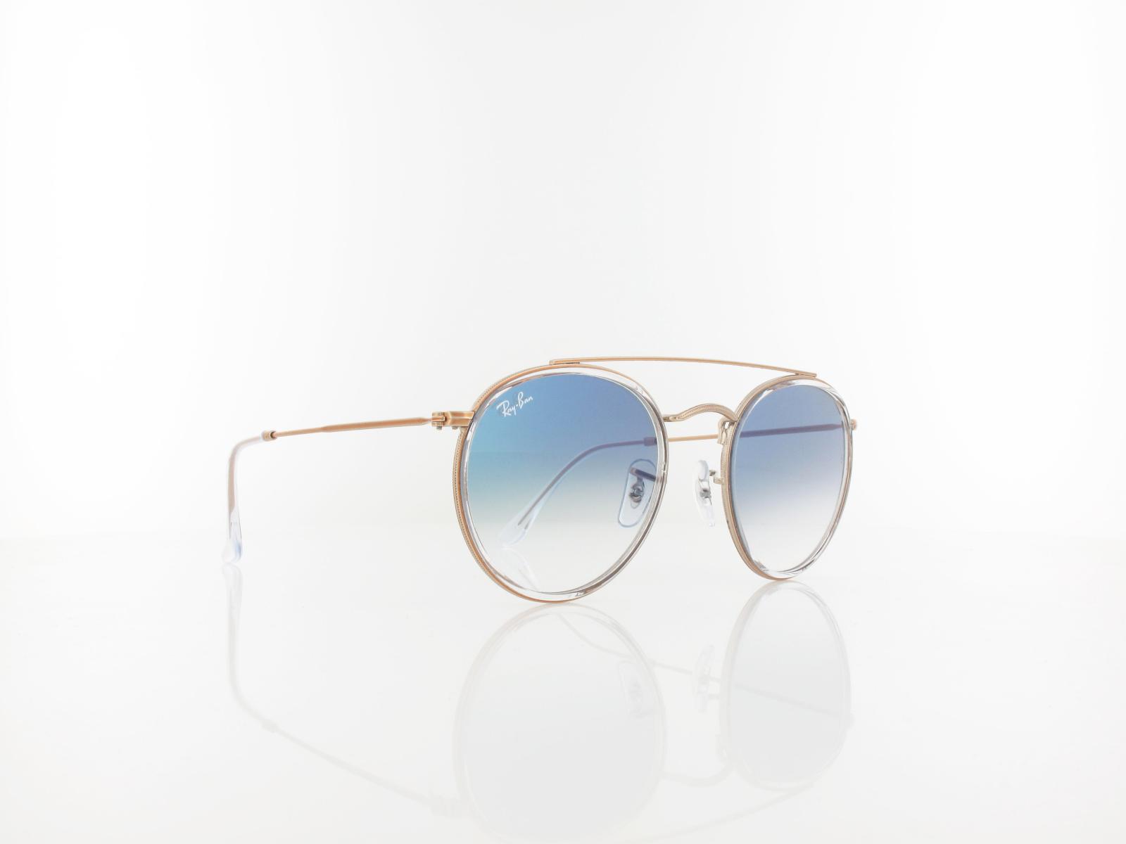 Ray Ban Round Double Bridge RB3647N 90683F 51 copper / clear gradient blue