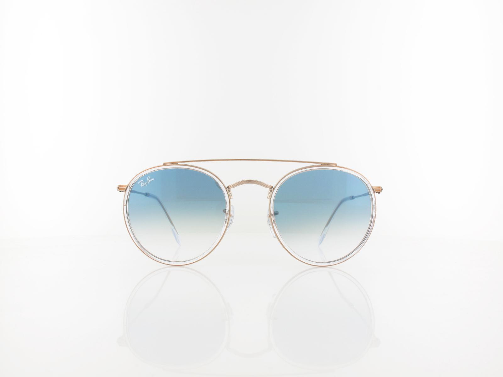 Ray Ban Round Double Bridge RB3647N 90683F 51 copper / clear gradient blue